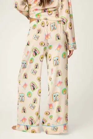 PJ Salvage Picture Purrfect Pet Portraits Satin Pajama Pants - Multi