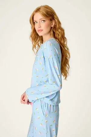 PJ Salvage Olive You Martini Print Long Sleeve Top
