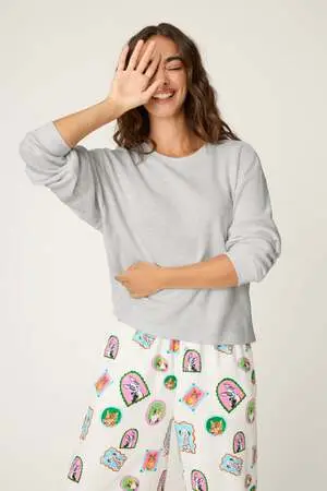 PJ Salvage Heather Grey Long Sleeve Top