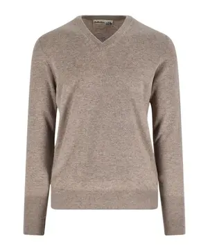 BALLANTYNE V-neck Knitted Jumper - Beige
