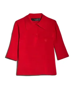 Gucci Fine Stretch Knit Polo Shirt - Red