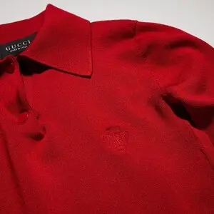 Gucci Fine Stretch Knit Polo Shirt - Red