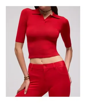 Gucci Fine Stretch Knit Polo Shirt - Red