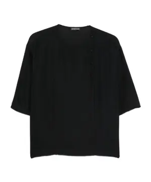 Emporio Armani Button-detail Round-neck Blouse - Black