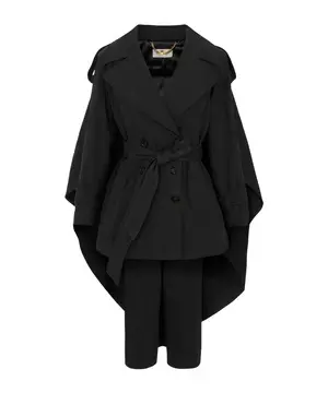 Elisabetta Franchi Belted Cape-panel Coat - Black
