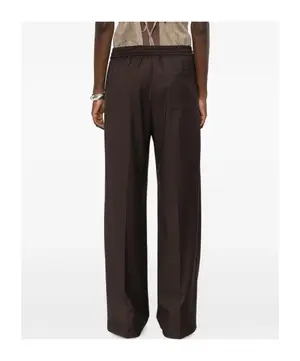 BERWICH Wide-leg Casual Trousers With Elasticated Waistband - Dark Brown