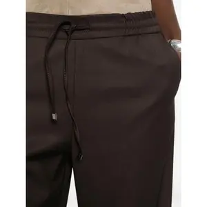 BERWICH Wide-leg Casual Trousers With Elasticated Waistband - Dark Brown