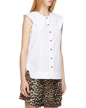 GANNI Ruffled-detail Sleeveless Blouse