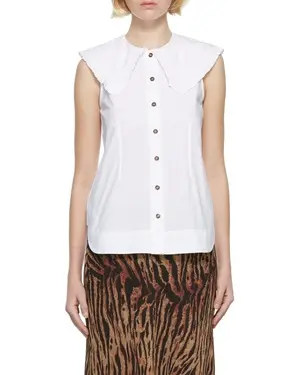 GANNI Ruffled-detail Sleeveless Blouse