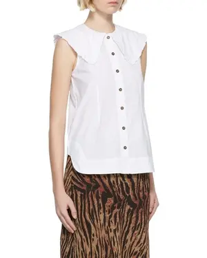 GANNI Ruffled-detail Sleeveless Blouse
