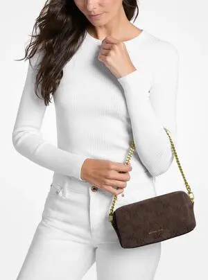 Michael Kors Bryant Small Logo Embossed Suede Convertible Crossbody Bag - Brown