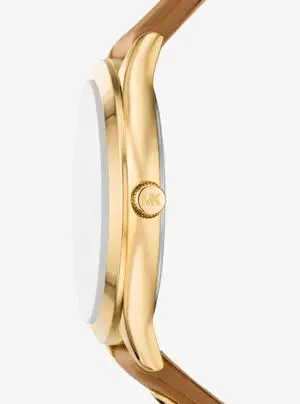 Michael Kors Slim Runway Gold-tone Leather Watch