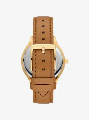 Michael Kors Slim Runway Gold-tone Leather Watch