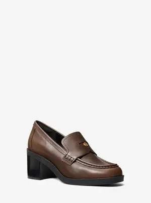 Michael Kors Jennings Burnished Leather Loafer Pump - Brown