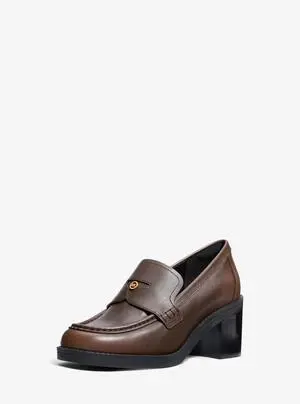 Michael Kors Jennings Burnished Leather Loafer Pump - Brown
