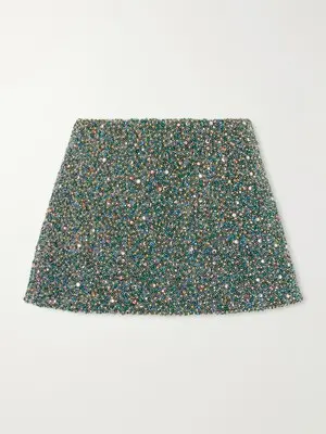 CLIO PEPPIATT Ayla Embellished Mini Skirt - Green