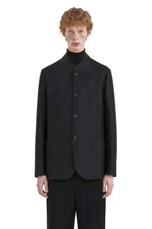 Harris Wharf London Nehru Jacket In Light Pressed Wool - Black