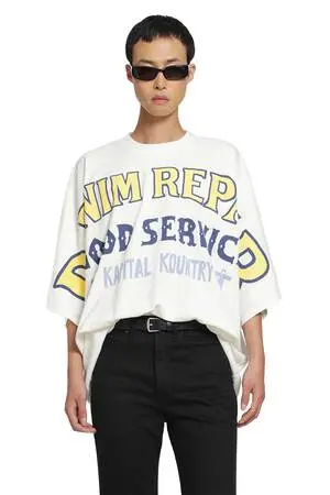 Kapital 18.5 /jersey Huge Denim Repair T-shirt - White