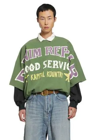 Kapital 18.5 /jersey Huge Denim Repair T-shirt - Green