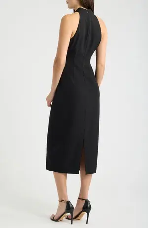 Vince Camuto Laguna Pleated Tie Neck Sleeveless Sheath