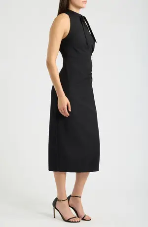 Vince Camuto Laguna Pleated Tie Neck Sleeveless Sheath