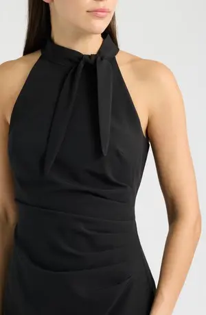 Vince Camuto Laguna Pleated Tie Neck Sleeveless Sheath