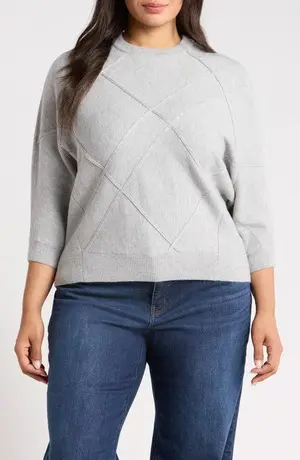 Wit & Wisdom Dolman Sleeve Crewneck Sweater - Heather Grey