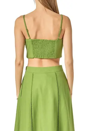 English Factory Embroidered Palm Crop Top