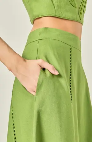 English Factory Embroidered Palm Crop Top