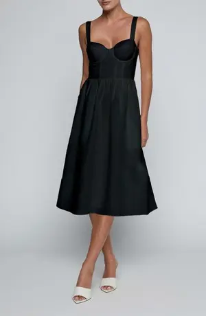 L'Agence Tiani Bustier Midi Dress - Black