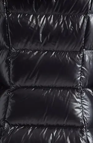 Moncler Quilted Down Coat With Faux Fur Trim - Black