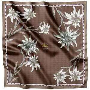 LAMBERTY MUNICH Neutrals Edelweiss Alpen-glow Italian Mulberry Silk Scarf - Brown