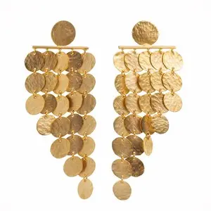 MERAKI BY RASHMI BAJAJ Plated Hammered Coin Chandelier Earrings