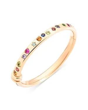 Pomellato 18k Rose Gold Iconica Gemstone Geometrically Set Bangle Bracelet - Multi