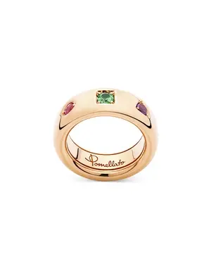 Pomellato 18k Rose Gold Geometric Set Wide Band Ring