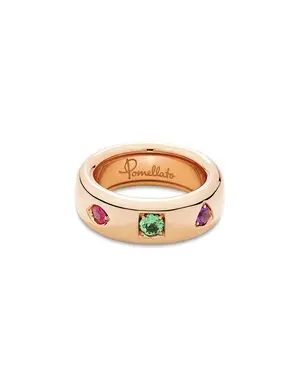 Pomellato 18k Rose Gold Geometric Set Wide Band Ring