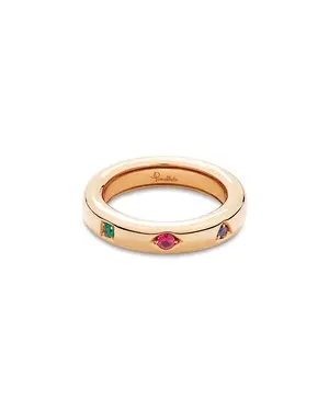 Pomellato 18k Rose Gold Iconica Three Stone Geometric Set Band