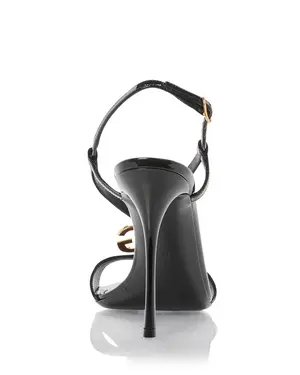 Dolce & Gabbana Patent Leather Strappy High Heel Sandals With Dg Logo