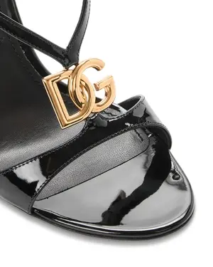 Dolce & Gabbana Patent Leather Strappy High Heel Sandals With Dg Logo