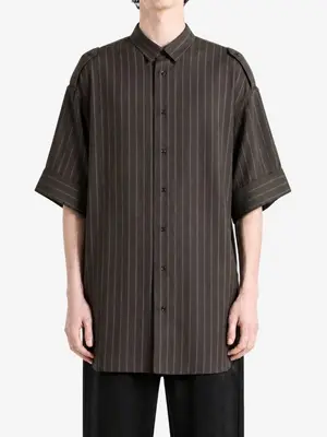 OMAR AFRIDI Vertical-stripe Epaulette Shirt