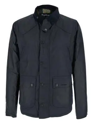 Barbour Waxed Jacket With Corduroy Collar - Navy