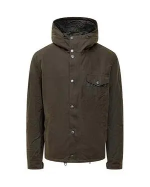 BARBOUR INTERNATIONAL Waxed Cotton Hooded Jacket - Olive