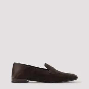 Giorgio Armani Suede Loafer In Calf Leather - Brown