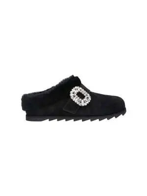 ROGER VIVIER Crystal Buckle Shearling Mule
