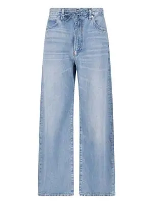 FRAME High-rise Wide-leg Jeans In Washed Denim - Light Blue