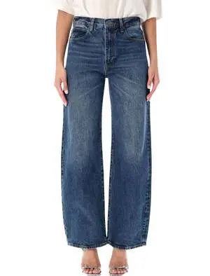 FRAME High-rise Wide-leg Jeans In Washed Denim - Mid Blue