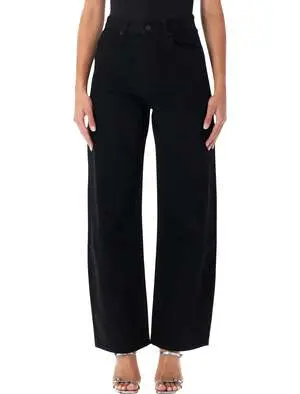 FRAME High-rise Wide-leg Jeans In Washed Denim - Nero