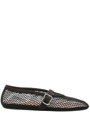 Alaïa ALAÏA Mesh Ballerina Flats With Suede Strap Brown