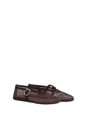 ALAÏA ALAÏA Mesh Ballerina Flats With Suede Strap