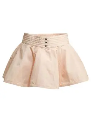 Alaïa Peplum Mini Skirt In Dyed Denim - Pink